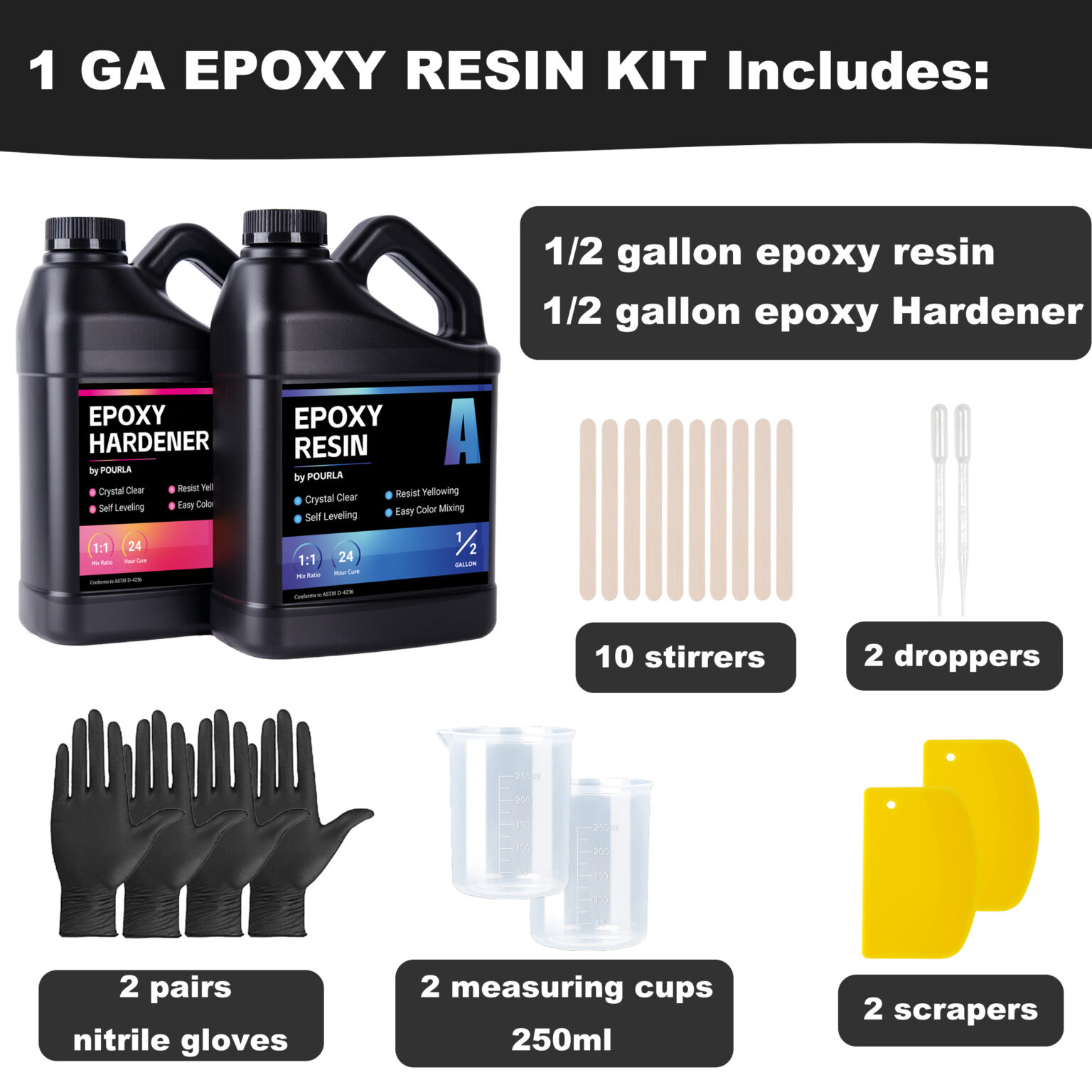 1:1 Epoxy Resin Kit for Art, Crafts, and DIY Projects - POURLA